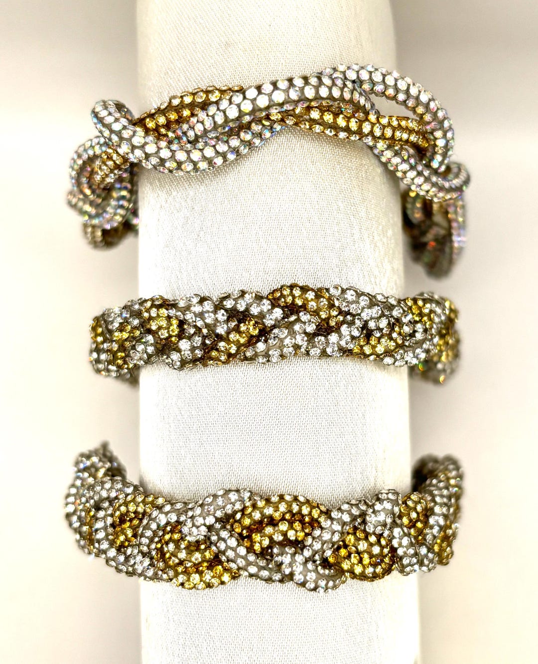 Gold Silver Crystal Twisted Link Bracelets – Statement Rhinestone ...