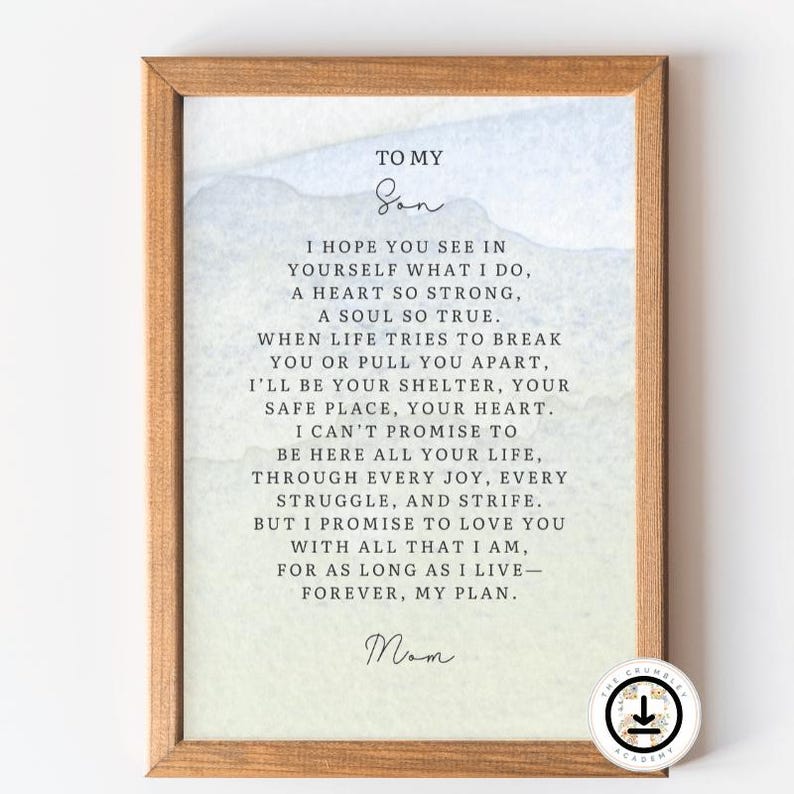 Mom Print Mother Digital Son Download Stepson Wall Art Heartfelt Letter ...