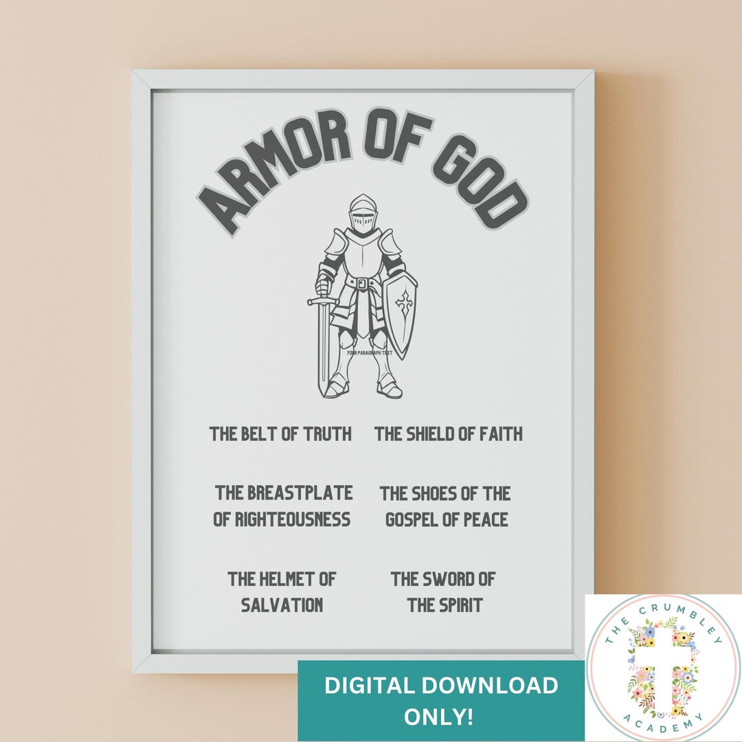 Kids Bible Armor of God, Wall Art, Scripture Posters, Church, Sunday ...