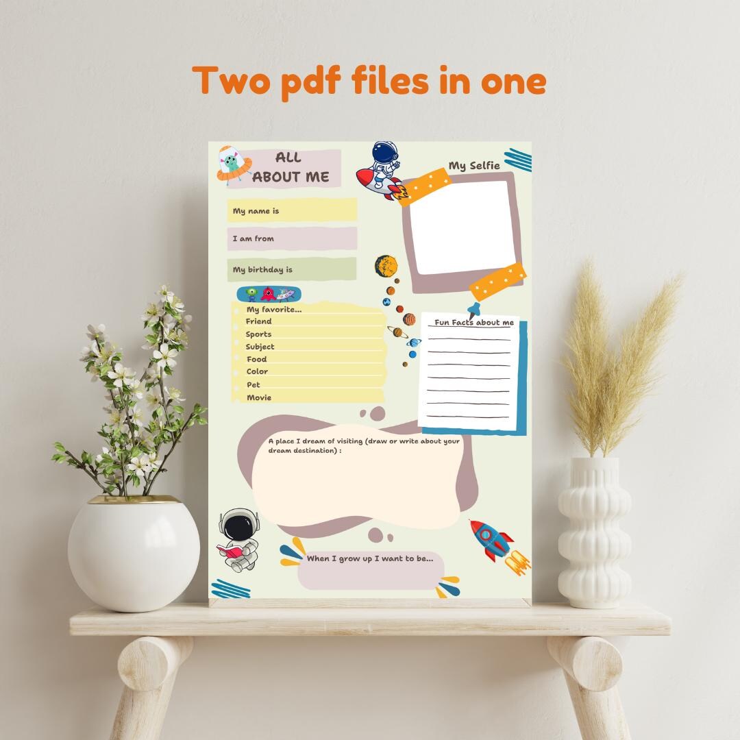 2 Pdf-all About Me Printable-kids All About Me Worksheet-personalized ...