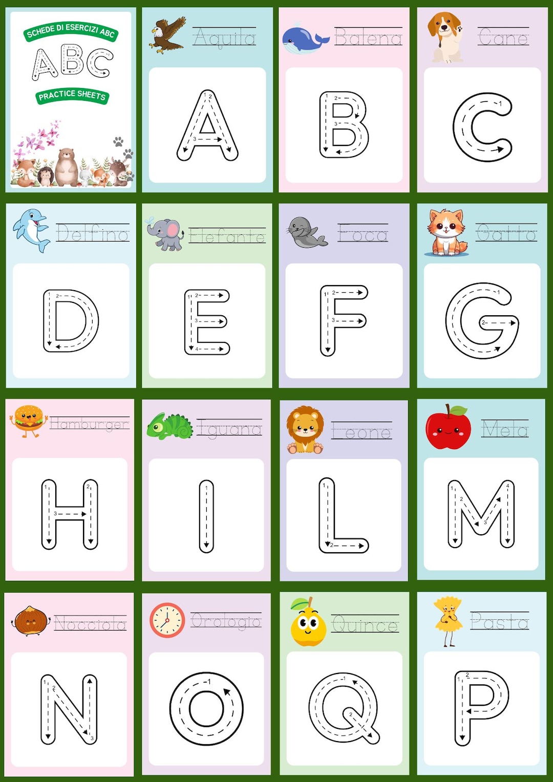 Italian Alphabet Poster,italian Numbers Poster,italian Educational ...