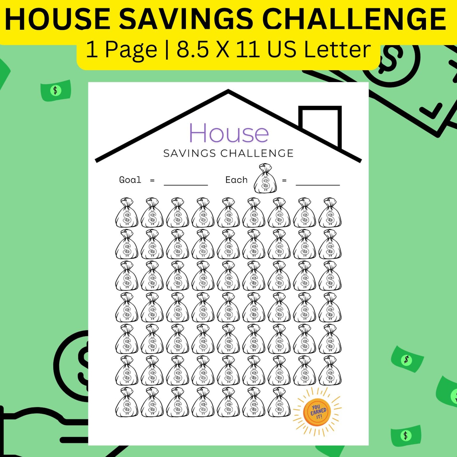 Home Savings Tracker Printable - Budget Planner & Savings Goal ...