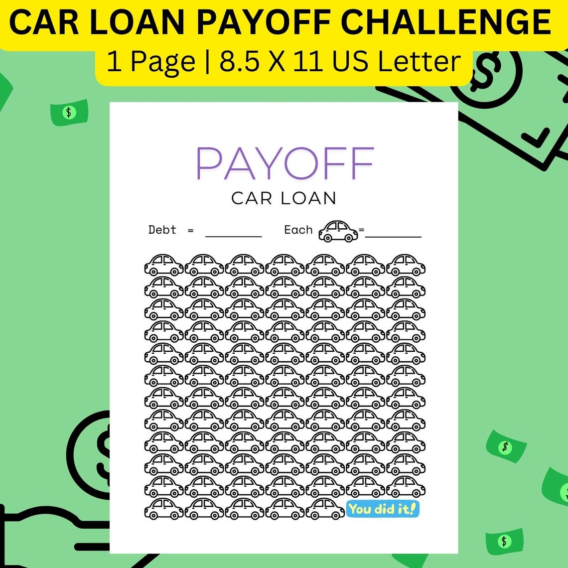 Car Loan Payment Tracker Printable | Debt Payoff Planner Digital ...
