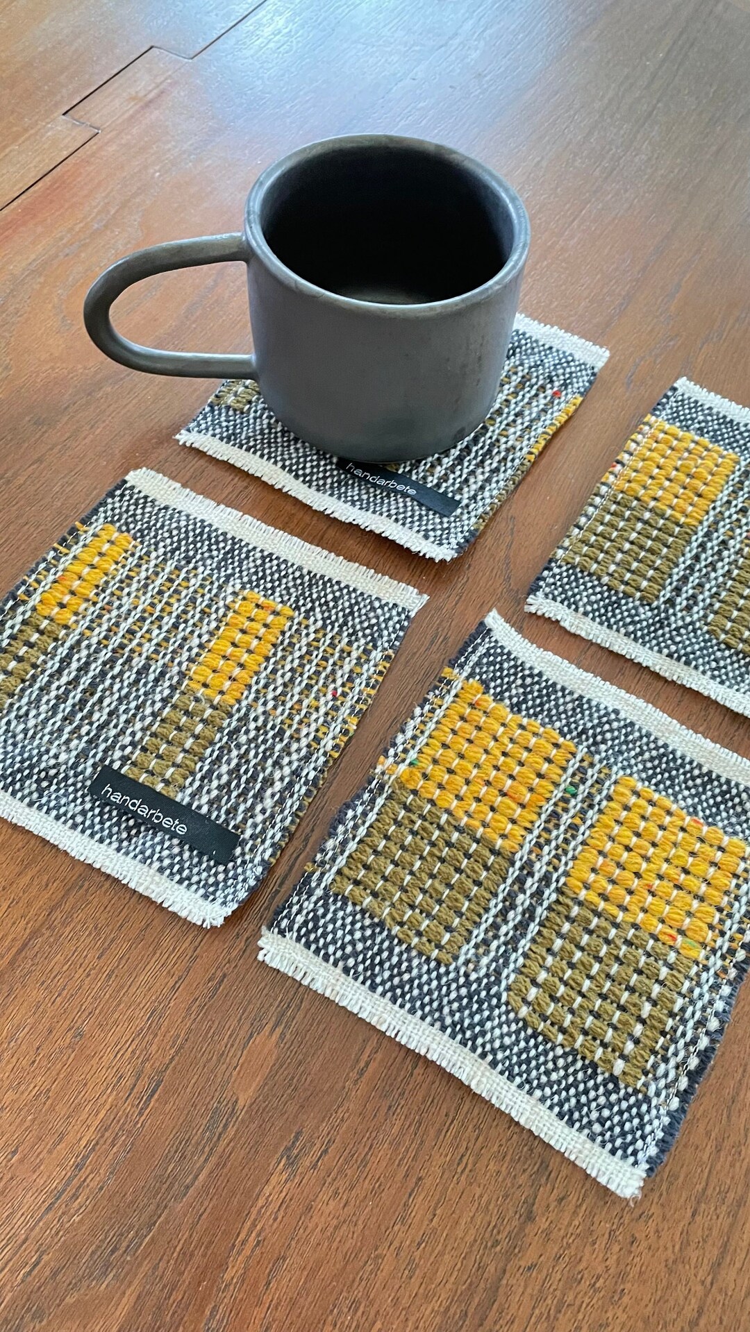 Handwoven Big Reversible Wool Coasters Yellow 2 Coasters - Etsy