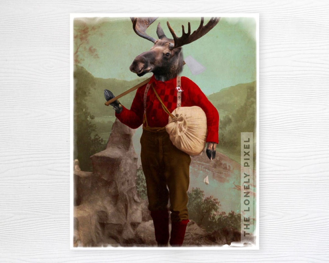 Lumberjack Marvin Moose Art Print – Canada Cabin Decor - Etsy