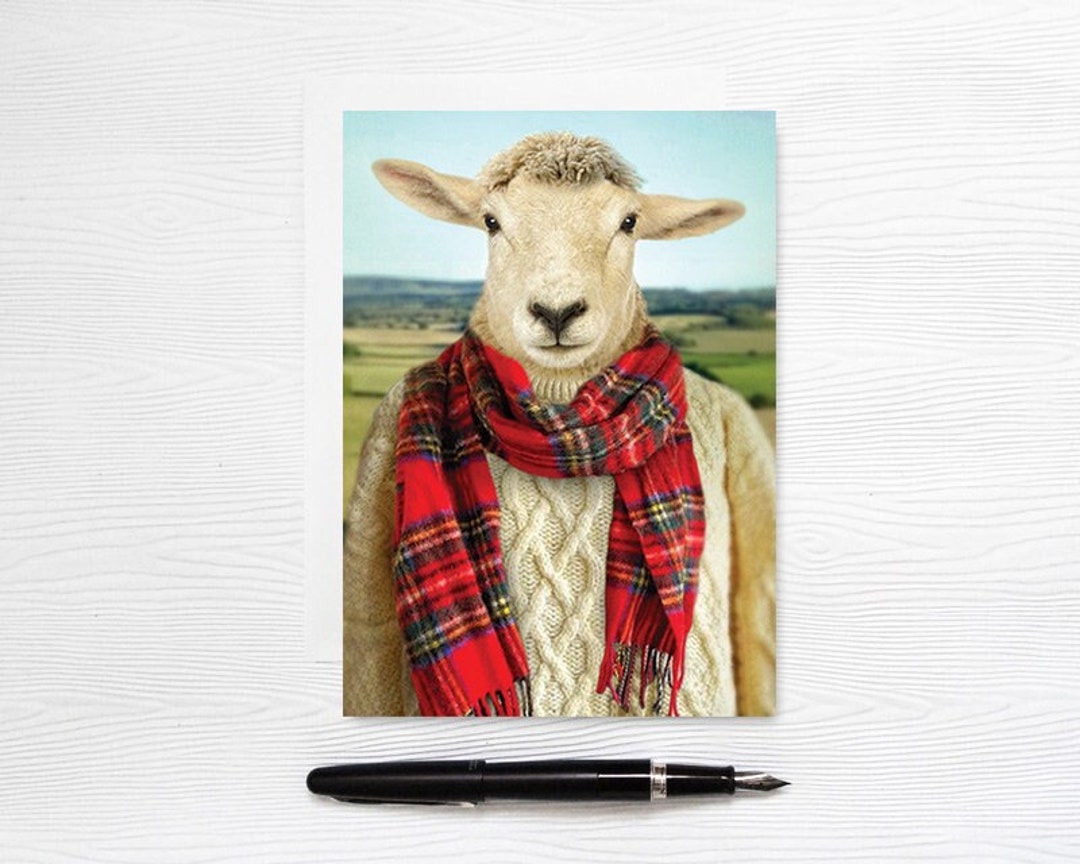 Sheep Greeting Card - 5x7 Blank - Dressed up Animals - Made in Canada ...