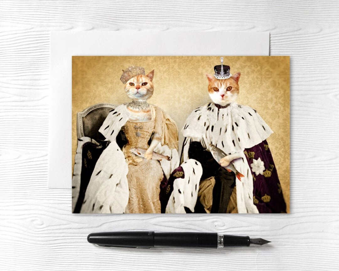 Royal Cat Greeting Card - King & Queen Cats - Wedding 5x7 Blank Card - Etsy