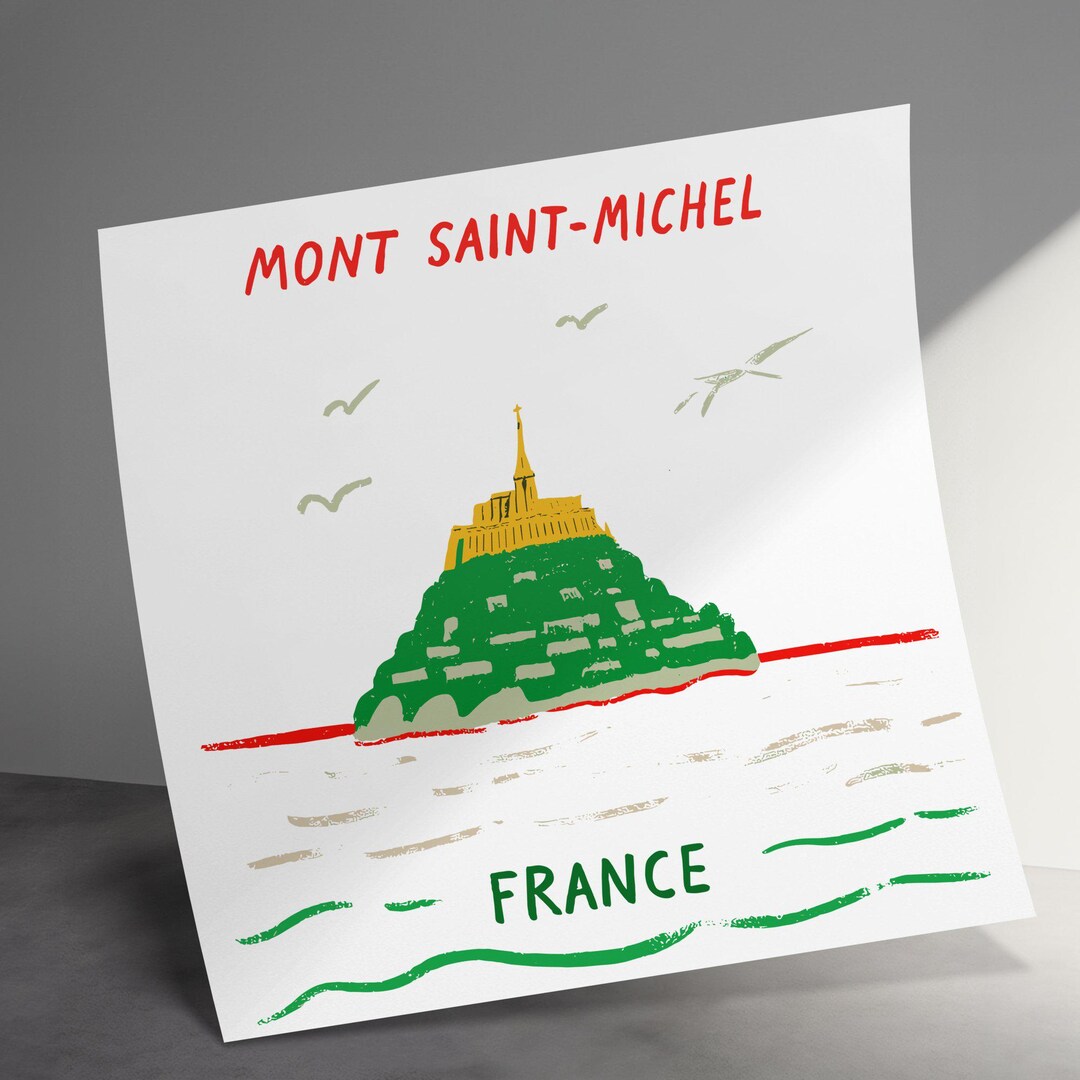 Vintage Mont Saint Michel France Travel Poster, Mont Saint Michel Art ...