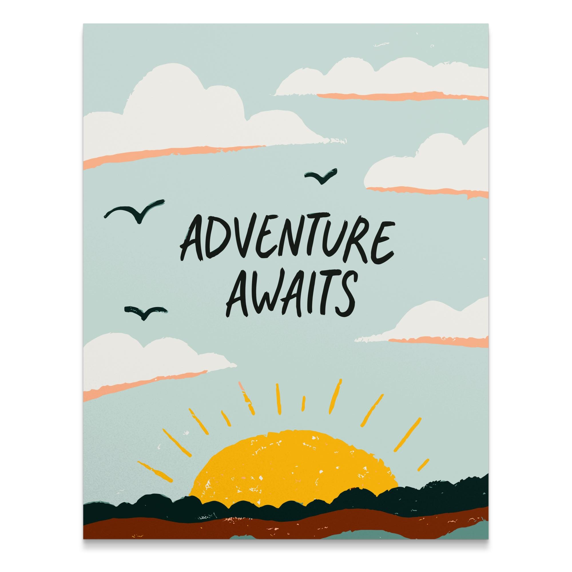 Adventure Awaits Wall Art, Inspirational Poster, Motivational Quote ...