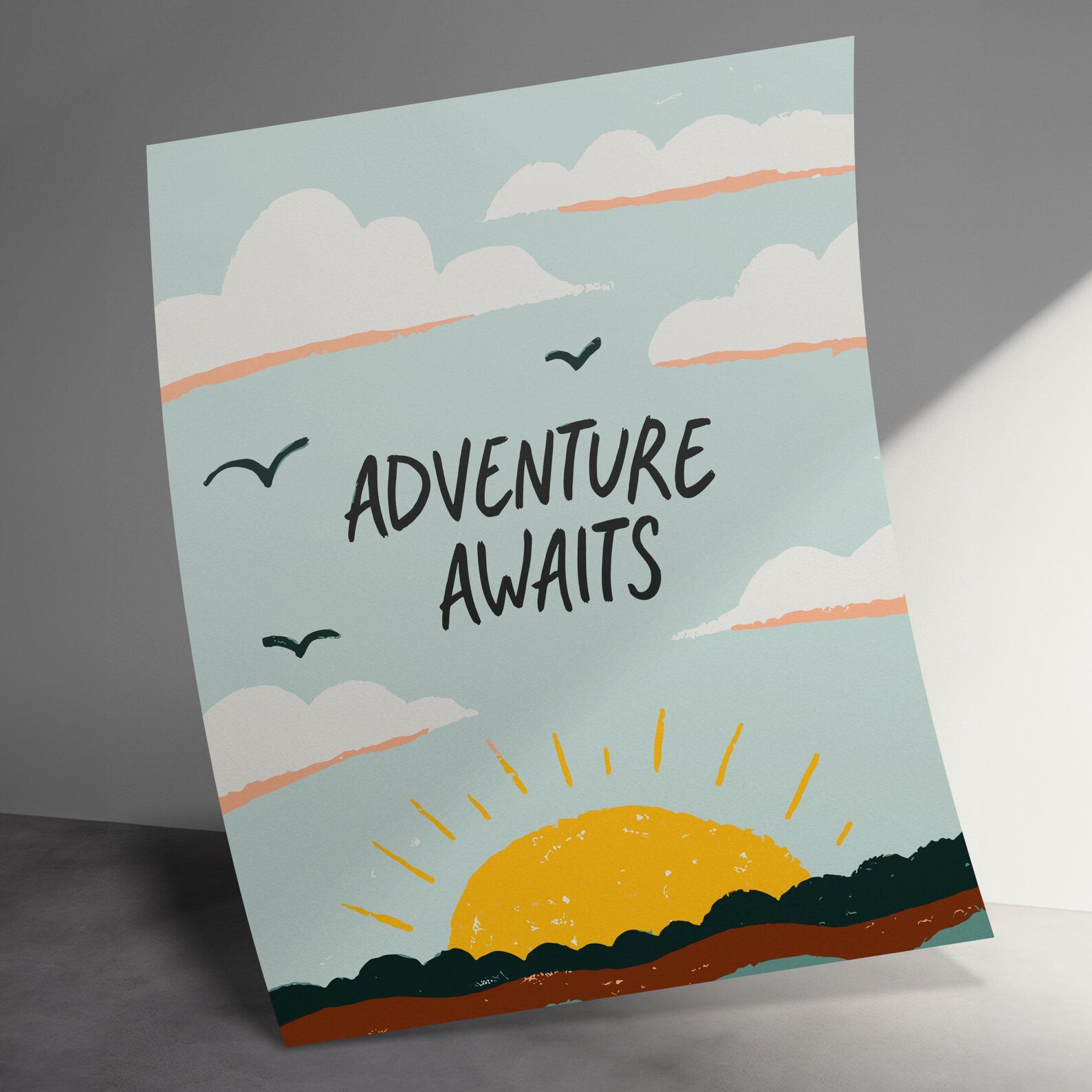 Adventure Awaits Wall Art, Inspirational Poster, Motivational Quote ...