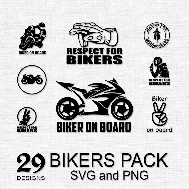 Respect for Bikers SVG PNG Design Bundle Cricuit Design Pack Moto Rider ...