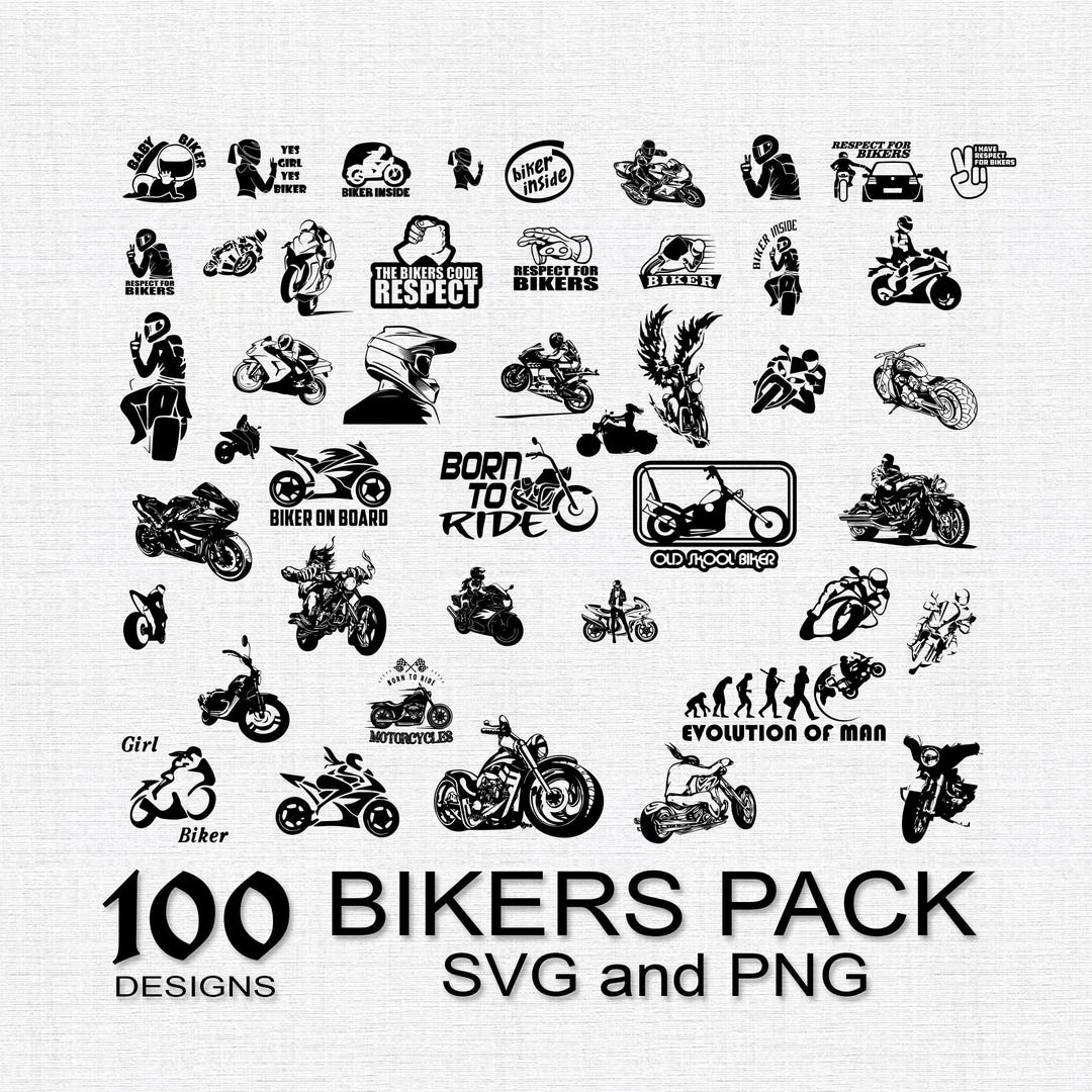 Respect for Bikers SVG PNG Design Bundle Cricuit Design Pack Moto Rider ...
