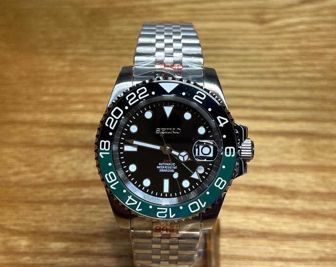 Custom Seiko Sprite Starbucks GMT Mod 40MM Diver Watch - NH34 Automatic ...