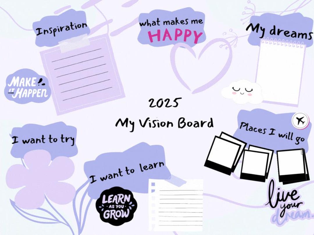 Printable Vision Board for Teens and Students Purple - Etsy