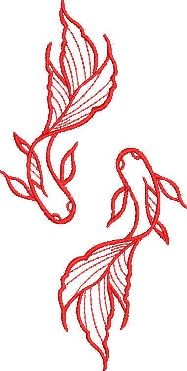 Koi Fish Machine Embroidery Design 2 SIZES Japanese Art, Fishing ...
