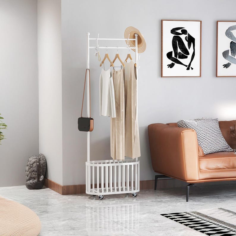 Robyn Rolling Garment Rack W/basket, Clothes Rack, Mudroom Storage ...