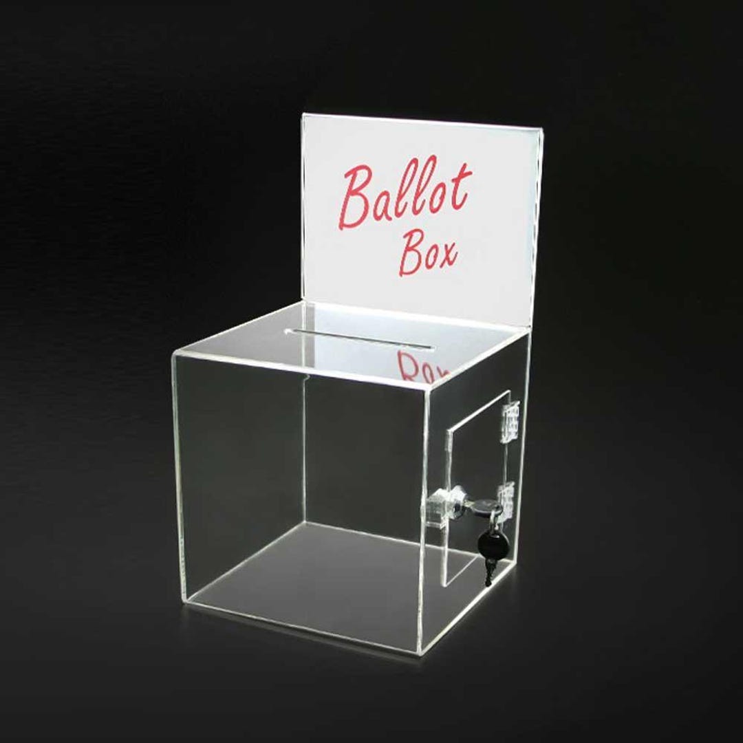 Clear Acrylic Ballot Box With Lock N Key – 8” Secure Donation ...