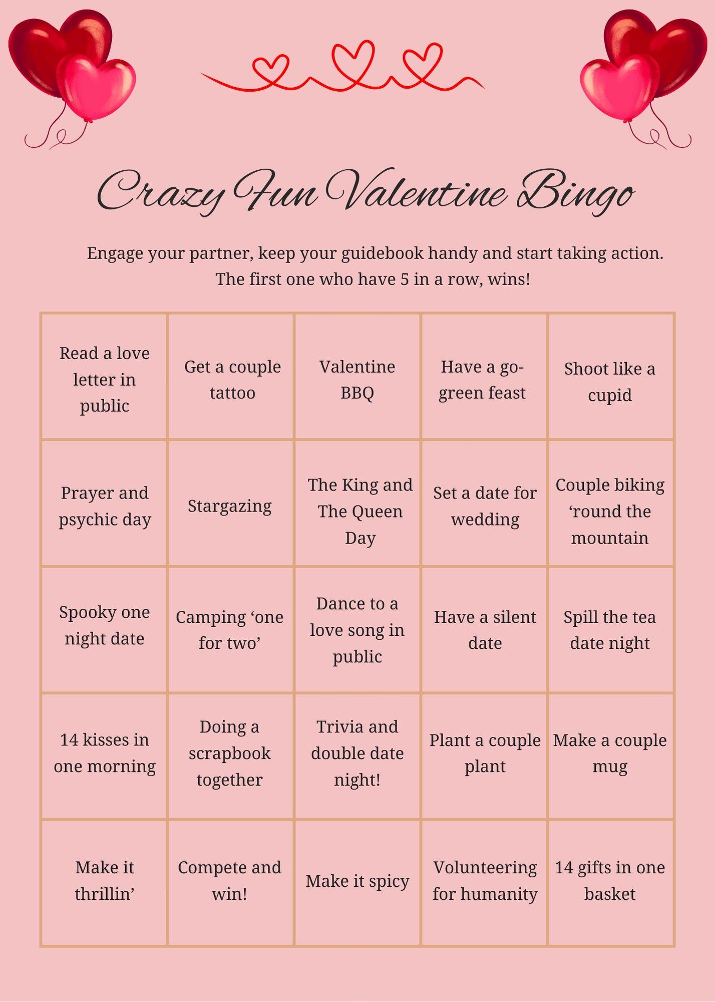 Crazy Fun Valentine Bingo Cards | Unique Activities Valentine ...