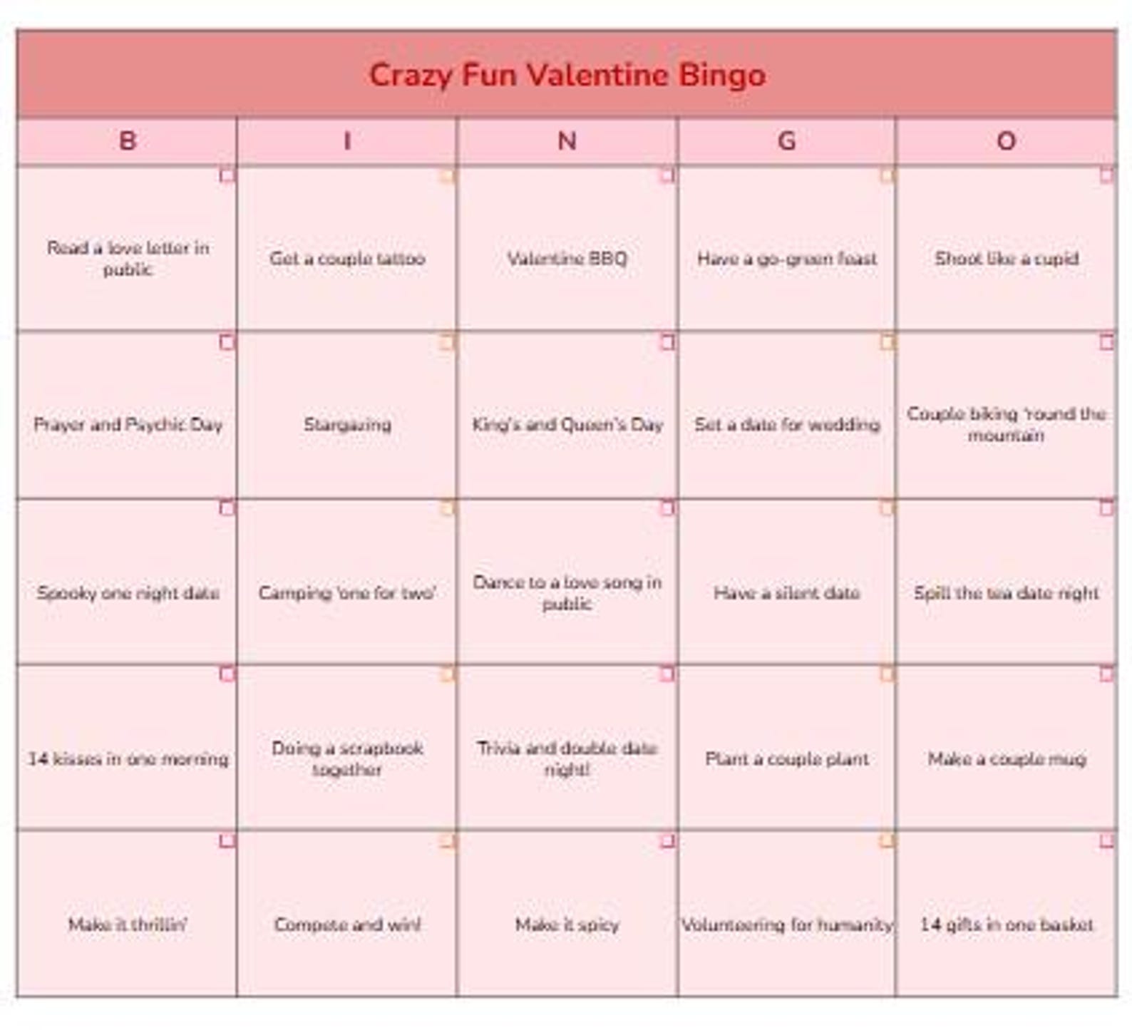 Crazy Fun Valentine Bingo Cards | Unique Activities Valentine ...