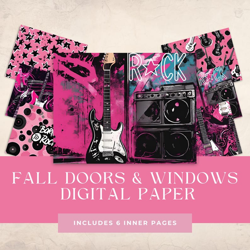 Rock N Roll Digital Paper Pack - Seamless Patterns for Scrapbooking ...