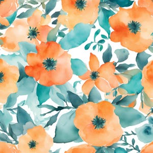 Orange and Teal Digital Paper Pack - Printable Scrapbooking - Instant ...