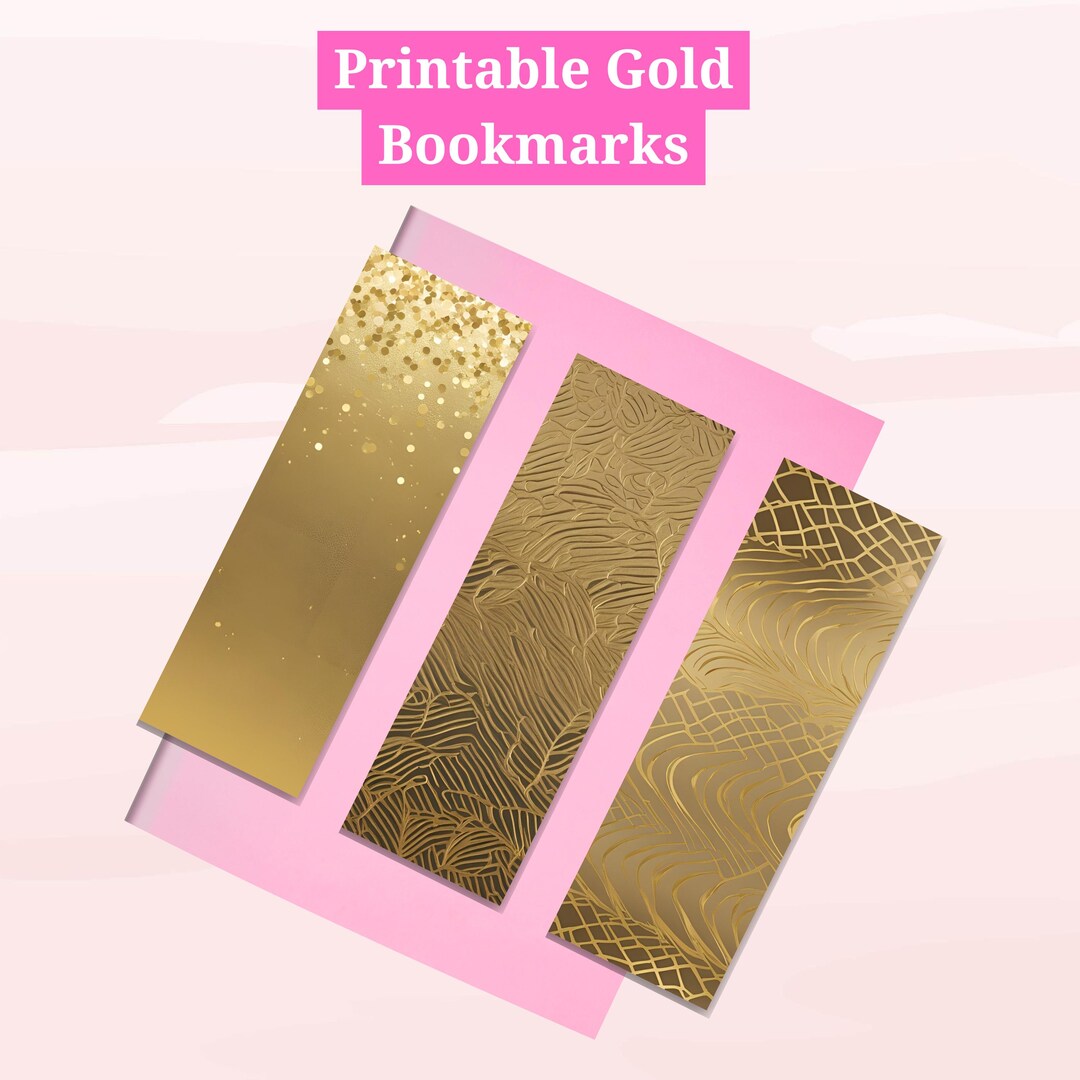 Printable Gold Bookmarks, Elegant Digital Download, Instant Library ...
