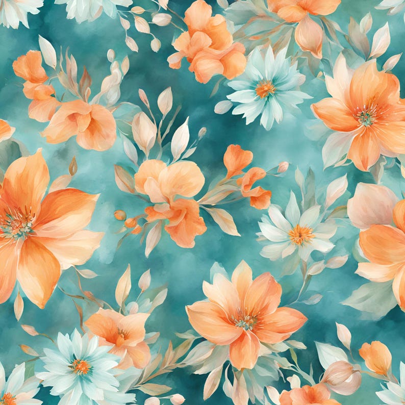 Orange and Teal Digital Paper Pack - Printable Scrapbooking - Instant ...