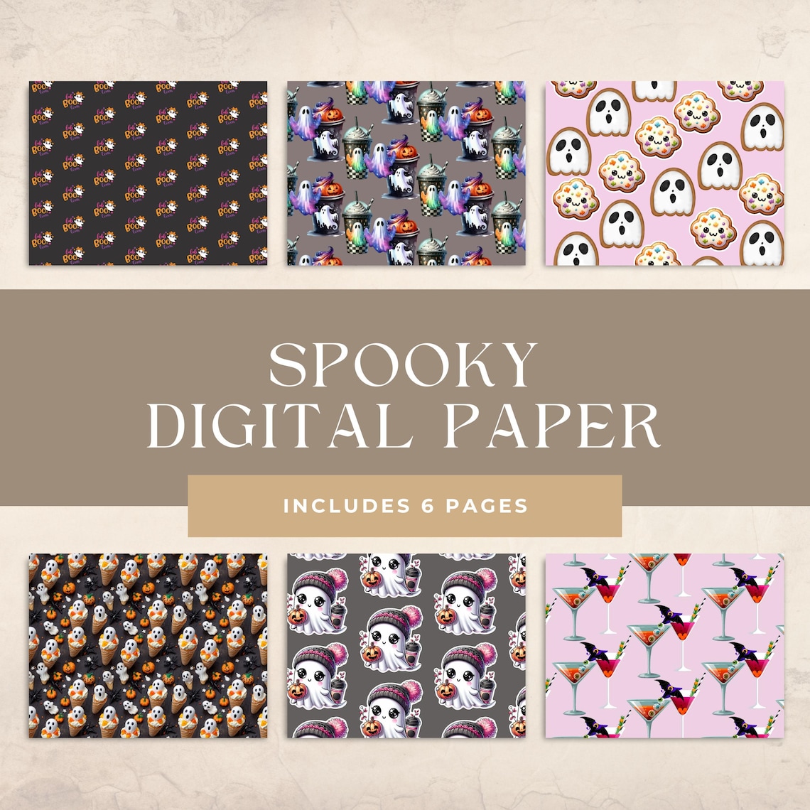 Cute Halloween Digital Paper - Spooky Seamless Patterns - Perfect for ...