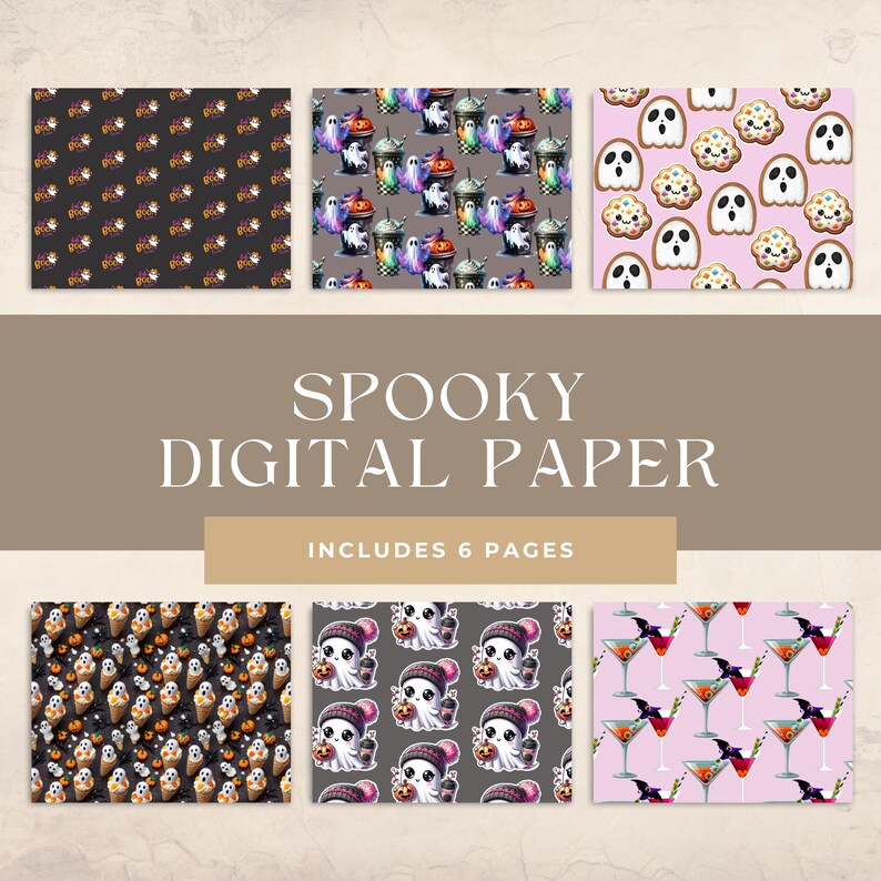 Cute Halloween Digital Paper - Spooky Seamless Patterns - Perfect for ...