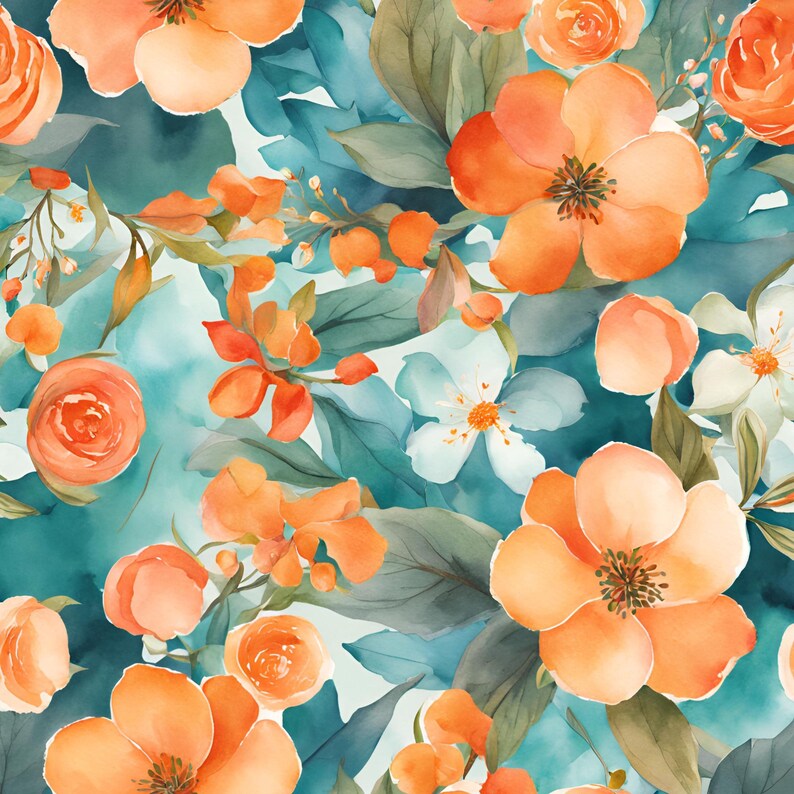 Orange and Teal Digital Paper Pack - Printable Scrapbooking - Instant ...