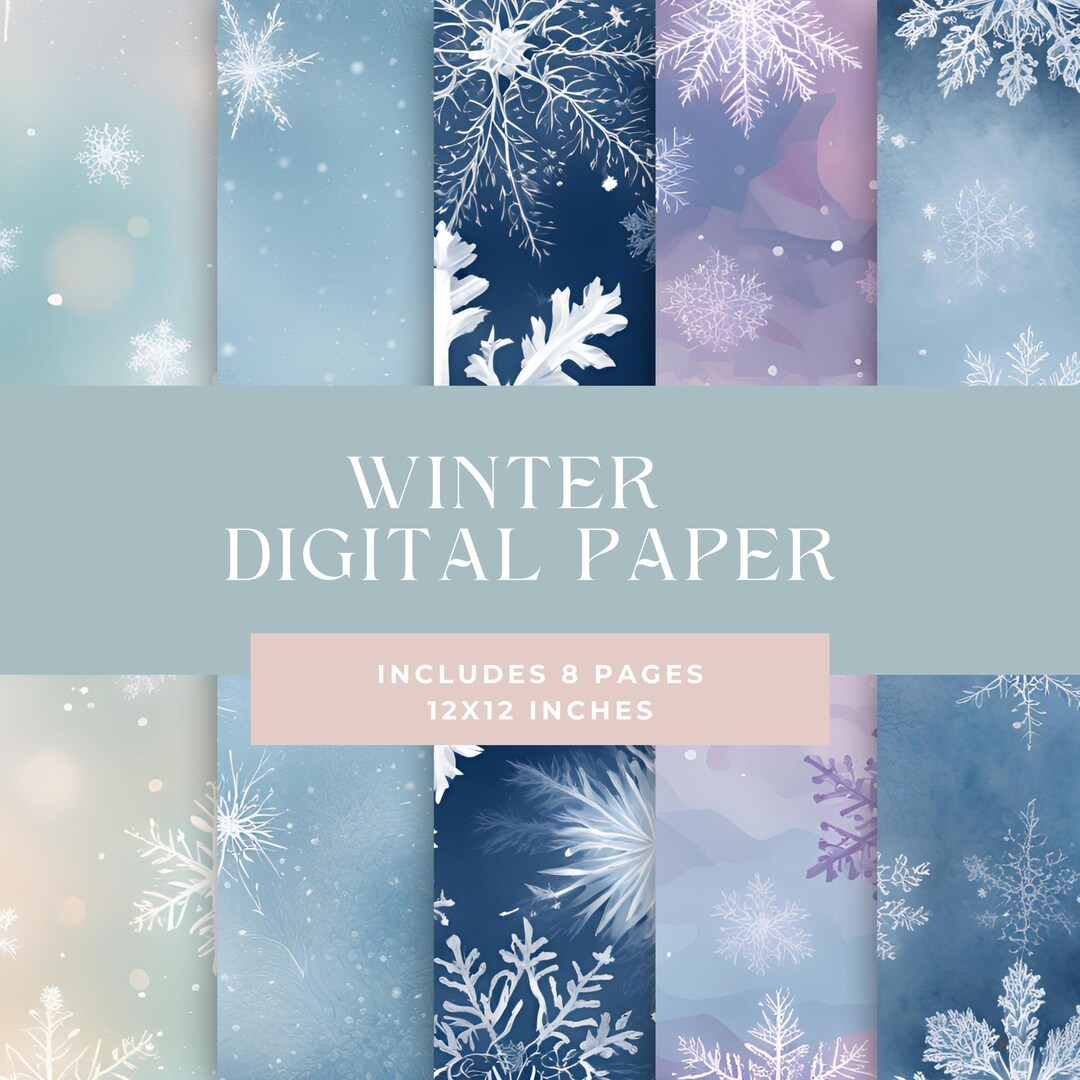 Winter Snowflake Digital Paper Pack - Seamless Patterns for ...