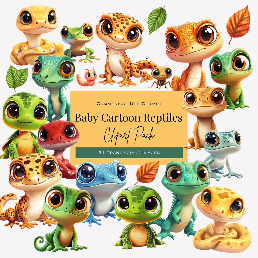Reptile & Amphibian Clipart | Cartoon Animals With Big Eyes ...