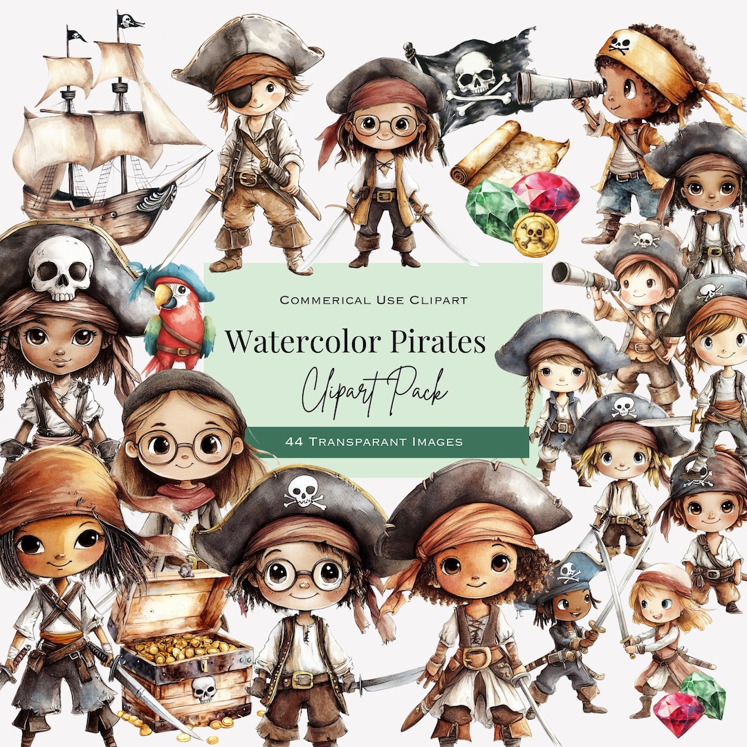 Pirate Kids Clipart | Cute Cartoon Pirates | Digital Download ...