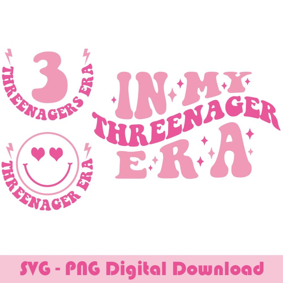 Threenager Era SVG PNG: 3rd Birthday Groovy Designs (digital Download ...