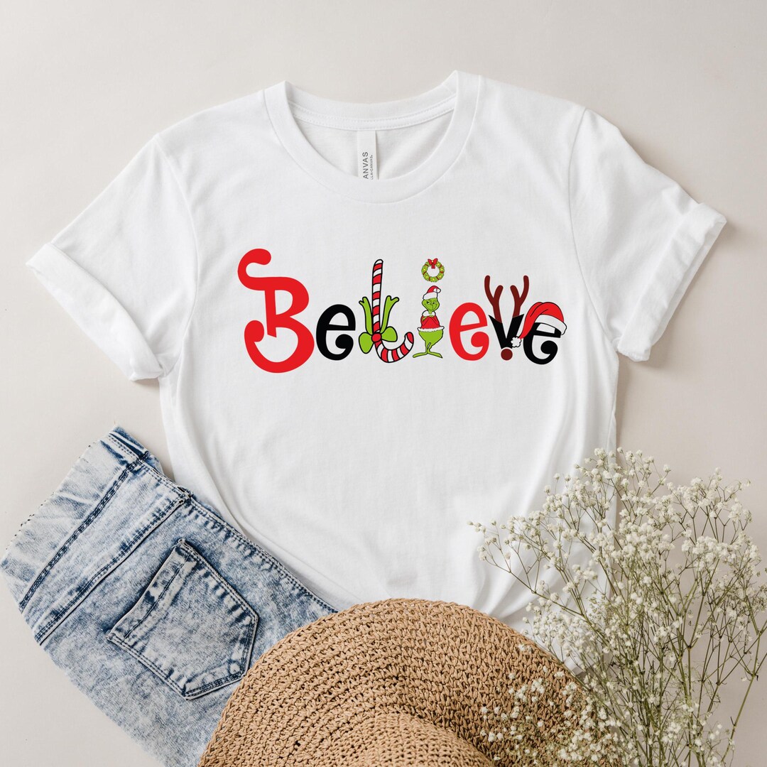 Grinch Believe Christmas SVG PNG: Santa Hat Design (digital Download ...