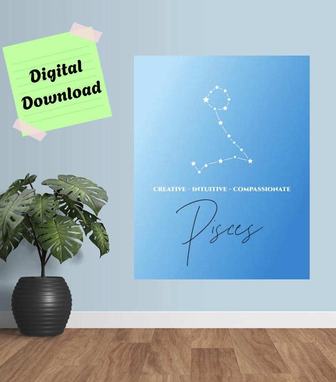 Pisces Simple Star Constellation Astrology Poster Digital Download, 11 ...