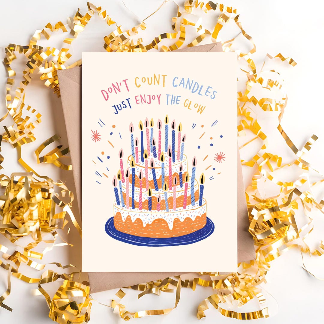 Printable Birthday Card | Instant Download Greeting Card | Candles Card ...