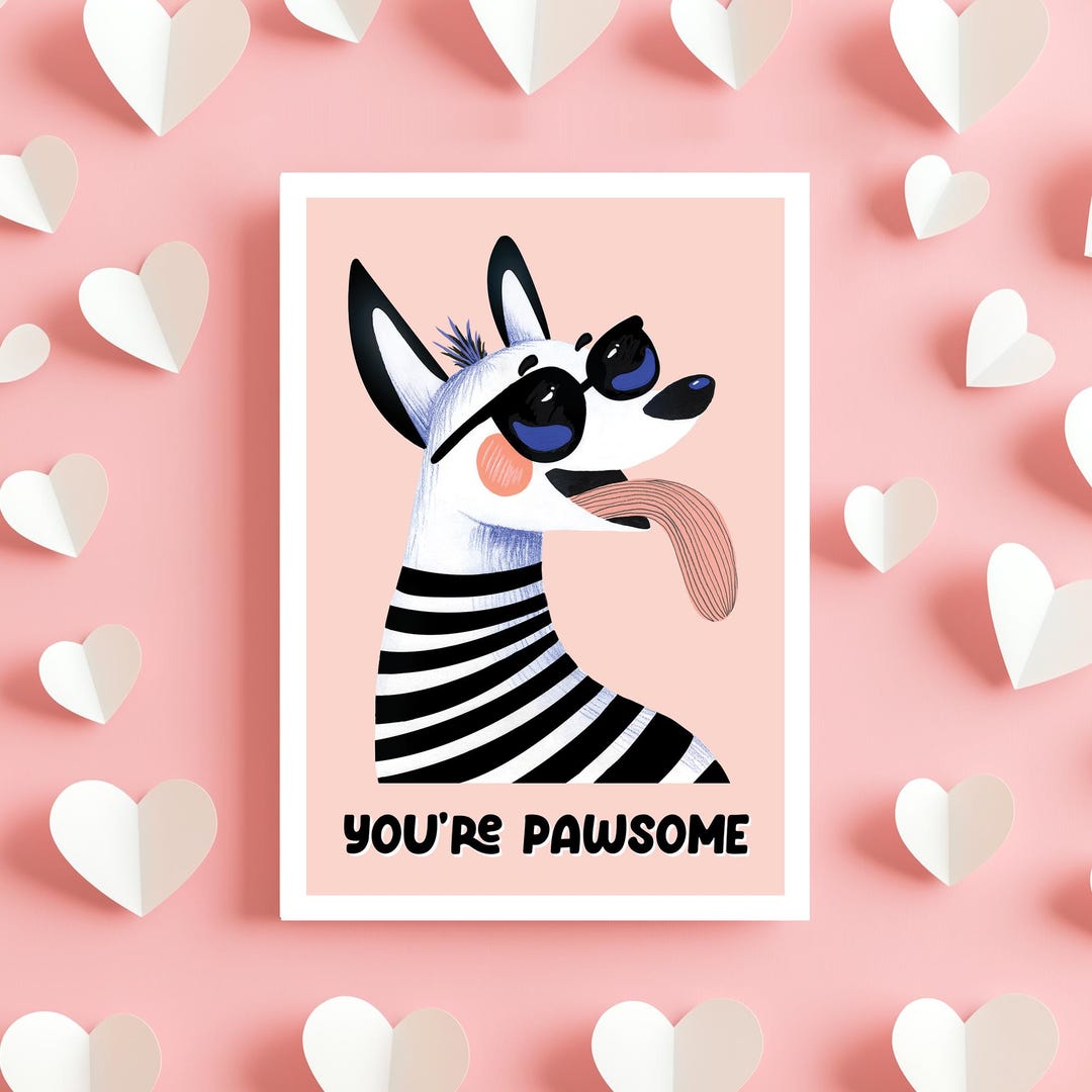 Printable Valentines Card Instant Download Greeting Card You're Pawsome ...