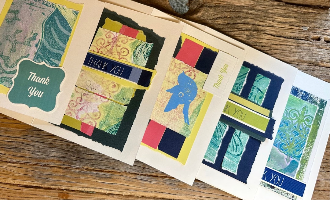 5 Handmade Thank You Notes, Original Artwork, Block Print Art, That You ...