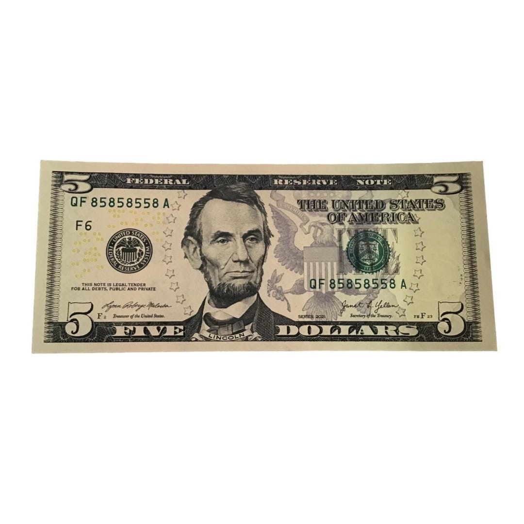 Fancy Serial Number BINARY REPEATER 5 Dollar Bill GEM 58585885 - Etsy