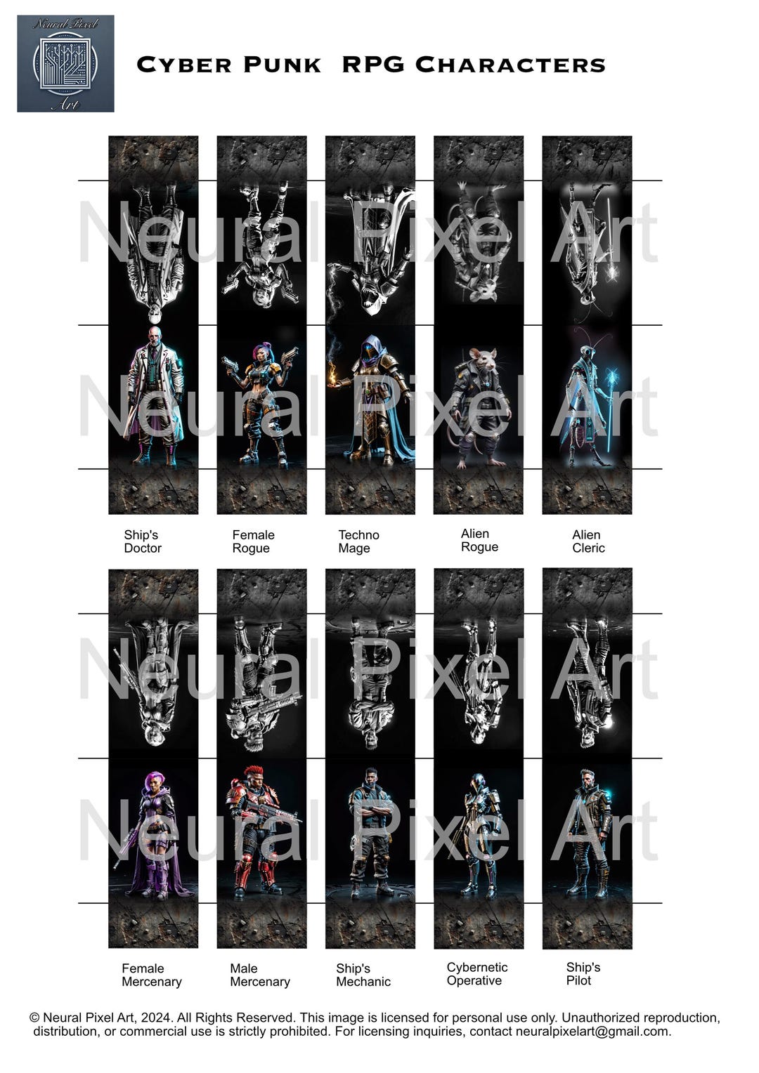 Printable Cyberpunk Sci-fi Paper Miniatures Set for Tabletop RPG and ...