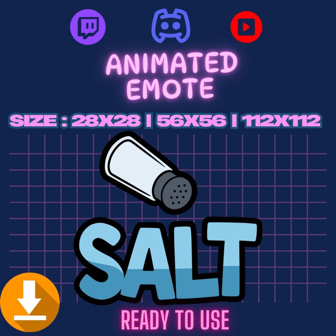 Salty Emote for Discord Twitch and Youtube | Static Stickers & Stream ...