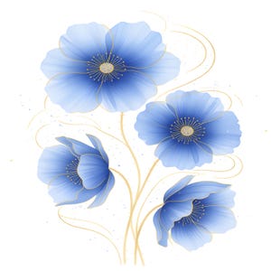 10 Watercolor Pale Blue Flowers Clipart Bundle, Dusty Blue Floral ...