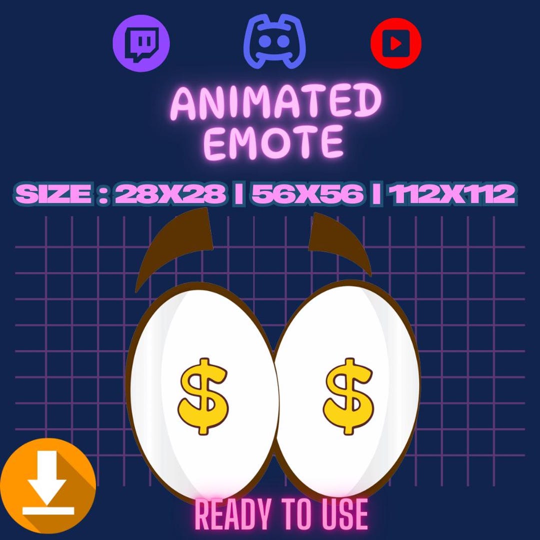 Money Eyes Emote for Discord Twitch and Youtube | Dollar Eyes Animated ...