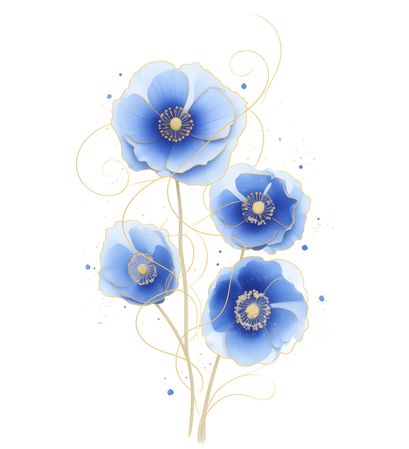 10 Watercolor Pale Blue Flowers Clipart Bundle, Dusty Blue Floral ...