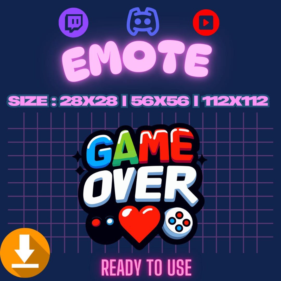 Game Over Emotes for Discord Twitch and Youtube | Static Stickers ...