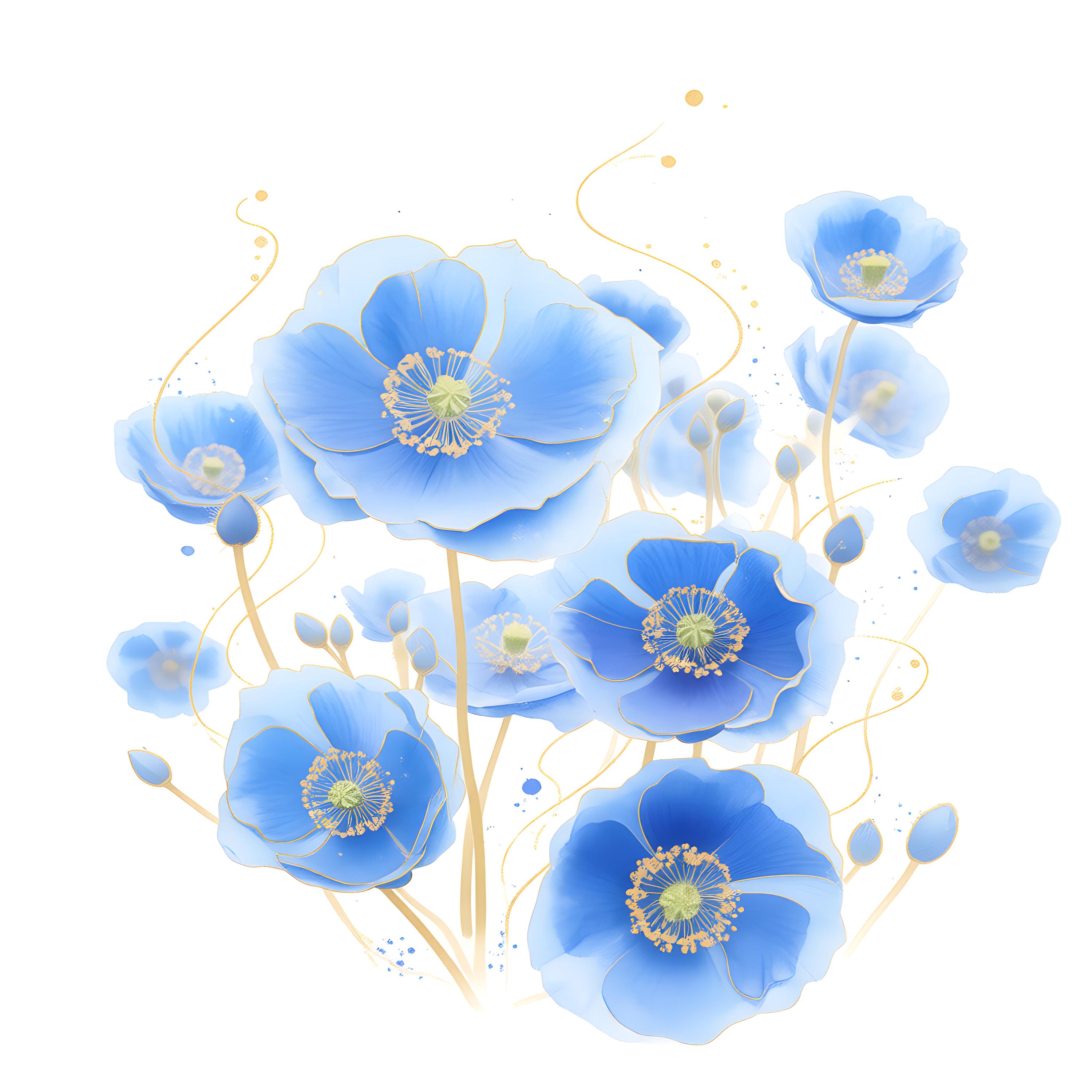 10 Watercolor Pale Blue Flowers Clipart Bundle, Dusty Blue Floral ...