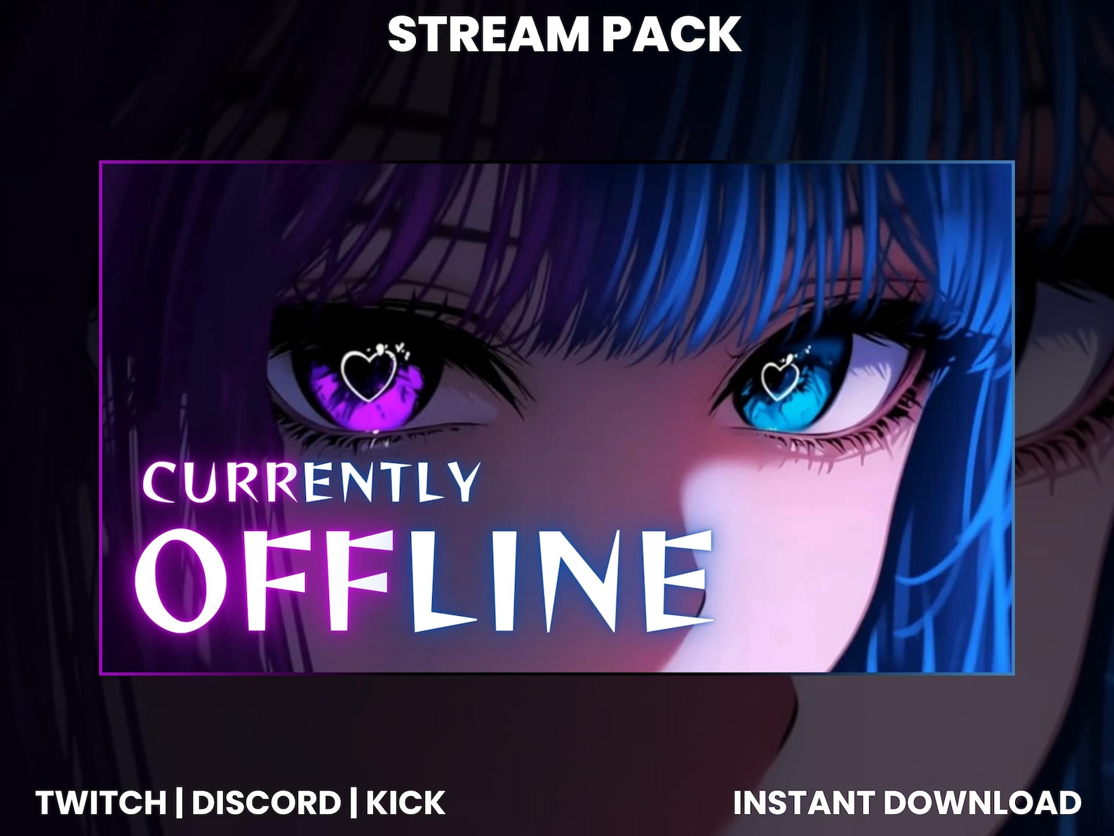 Anime Girl Stream Overlay Pack for Twitch, Youtube, Kick | Animated ...