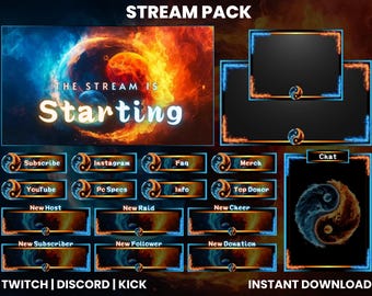 Ice and Fire Twitch Stream Pack | Twitch Screen Overlay | Animated ...