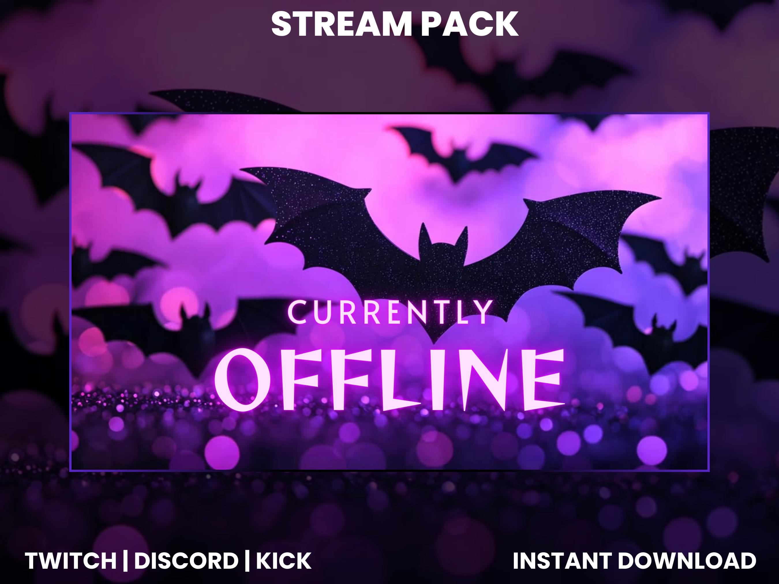Purple Bat Twitch Stream Pack | Animated Screens | Flying Bats | Webcam ...